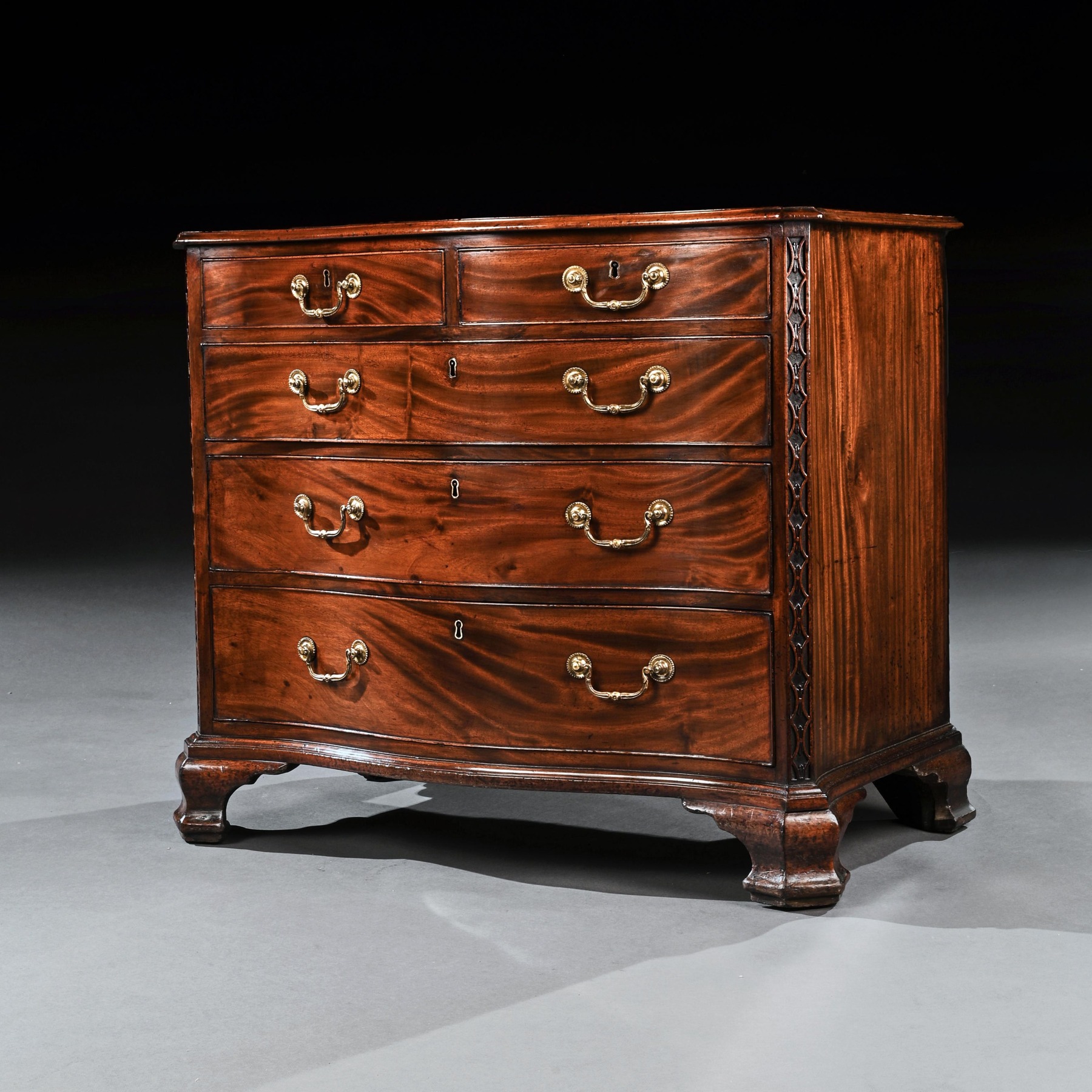 Chippendale Period 18th Century Serpentine Georgian Mahogany Chest of ...
