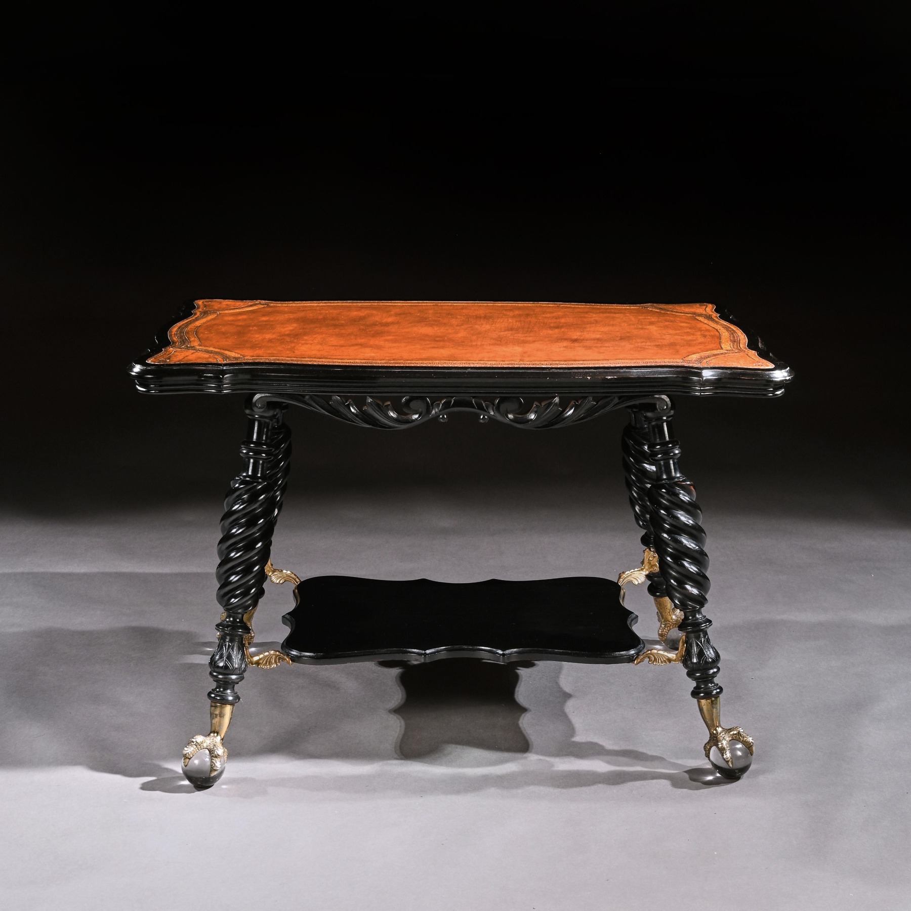 Merklen Bros 19th Century Ebonised Leather Table